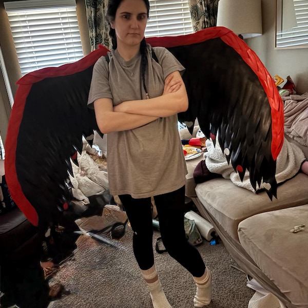 Husk Wings, Black, Red Angel Wings Costume, Hazbin Hotel, Cosplay - Etsy