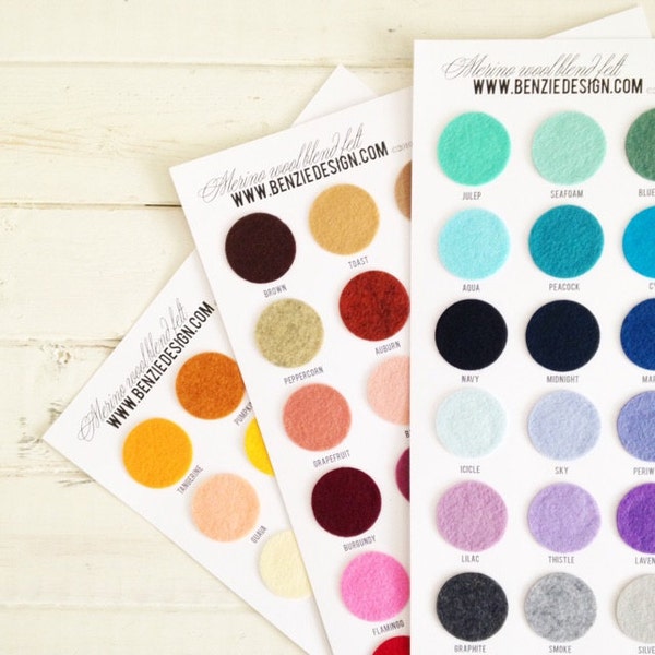 Felt Swatch Chart // Benzie // Color Samples, Felt Fabric Swatches ...