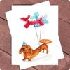 Wiener Balloons Dog Birthday Card Funny - Dachshund Doxie Birthday ...
