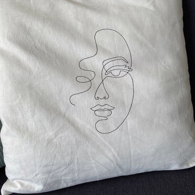 One Line Face Embroidery Design, Women Embroidery File, 6 Sizes ...