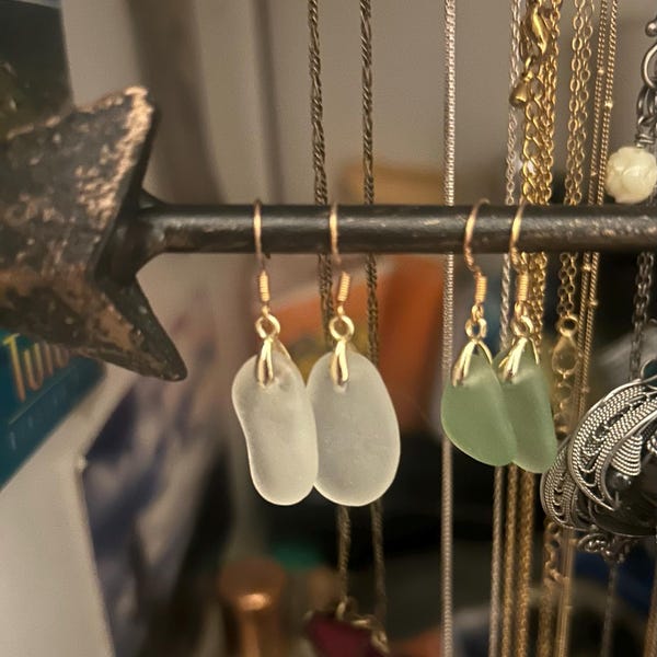 Charming Ocean Jewelry: Handmade Sea Glass Necklace, Golden Pendant ...