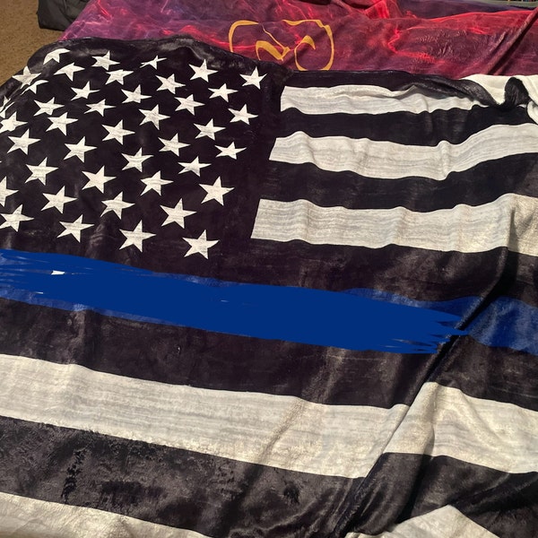 Thin Blue Line Blanket Custom | Police Officer Blanket | Law ...