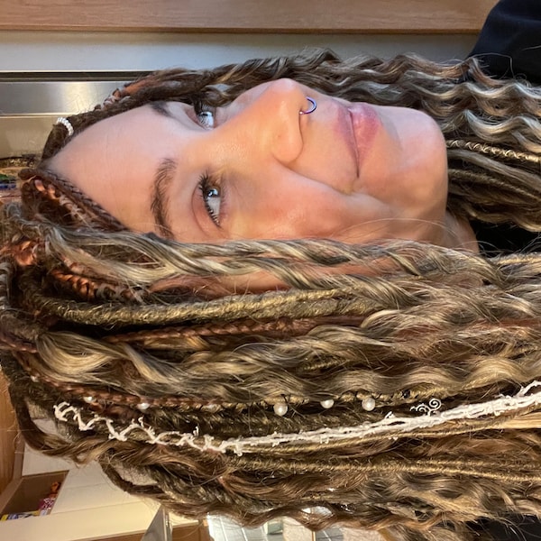 Dark Brown Dreadlocks With Braids and Accessories Smooth Brown Dreads ...