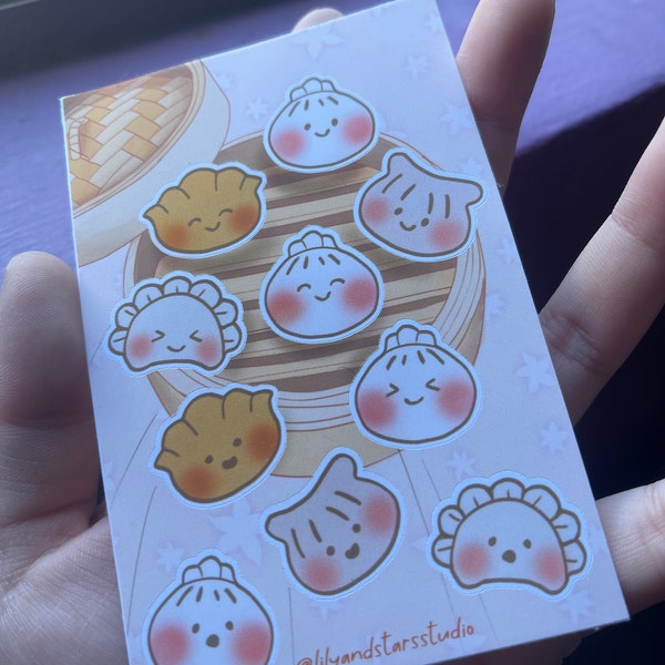 Little Dumpling Sticker Sheet • Hand Drawn • Kawaii Design • Cute Food ...