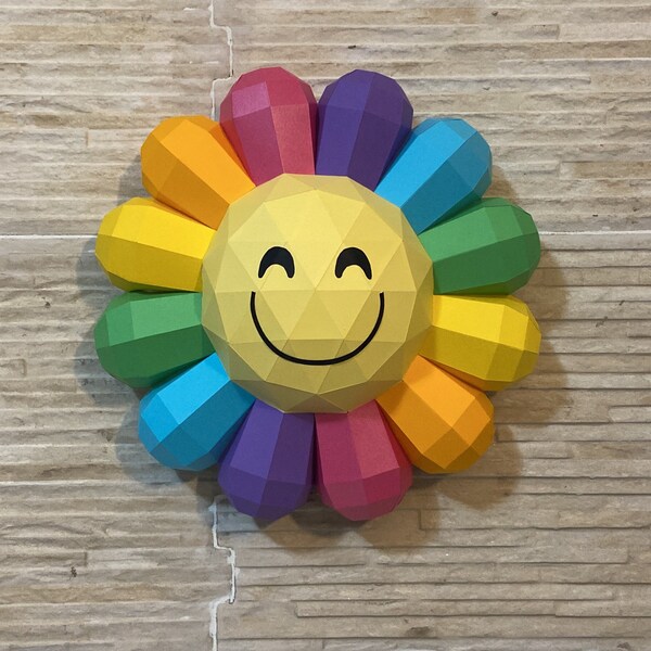 Rainbow Flower/ Rainbow Flower/ Diy Craft/ Template PDF STUDIO SVG/ Low ...