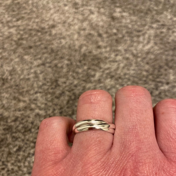 Sterling Silver Triple Interlocked Ring, Multi Band Rings, Intertwining ...