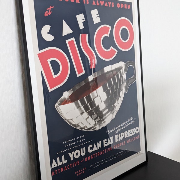 The Office Cafe Disco Poster Print- Vintage Style Advertising Poster ...