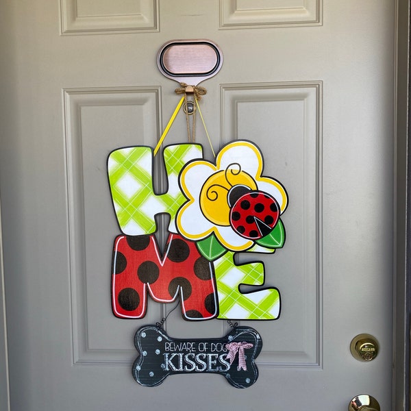 Ladybug Door Hanger, Welcome Sign, Spring Door Hanger, Summer Door ...