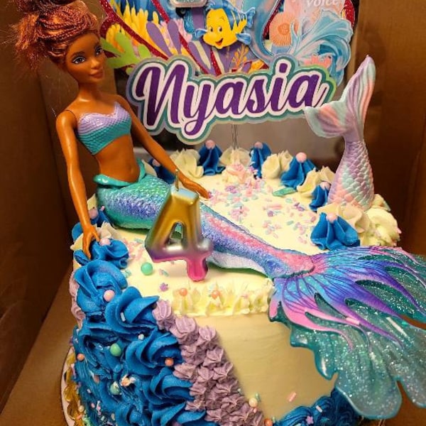 Black Mermaid Personalized Cake Topper Perfect for Themed Parties ...