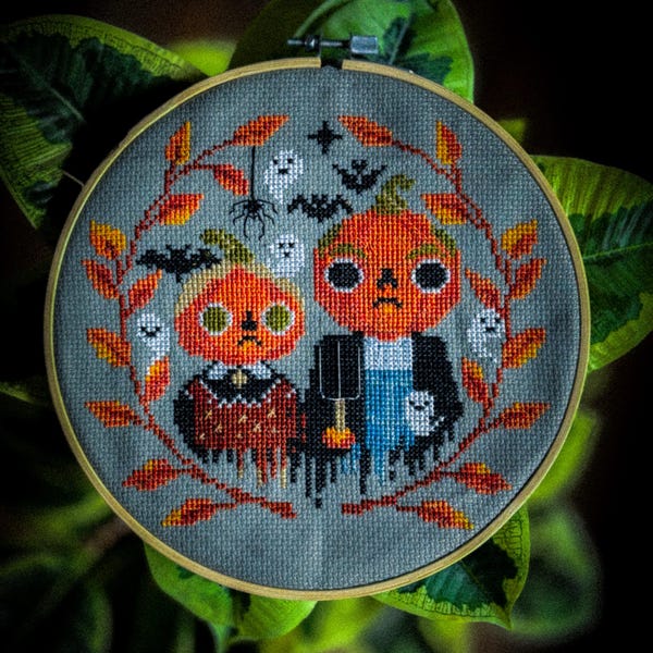 Stitching Sisters Cross Stitch Pattern, Halloween Color Chart, Creepy ...