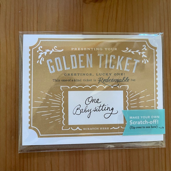Scratch-off Golden Ticket Greeting Card // Write Your Own Message ...