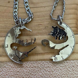 Deer Cut Coin Necklace Couples Interlocking Gold Dollar Buck - Etsy