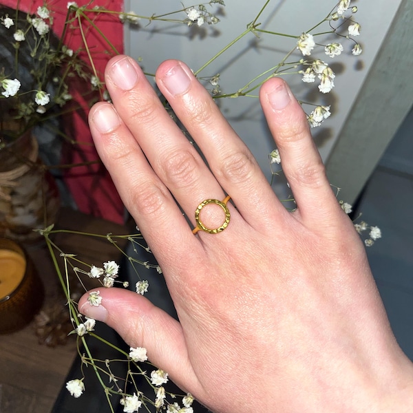 14k Gold Filled Karma Ring / Simple Rings / Hammered Circle Ring / Gift ...