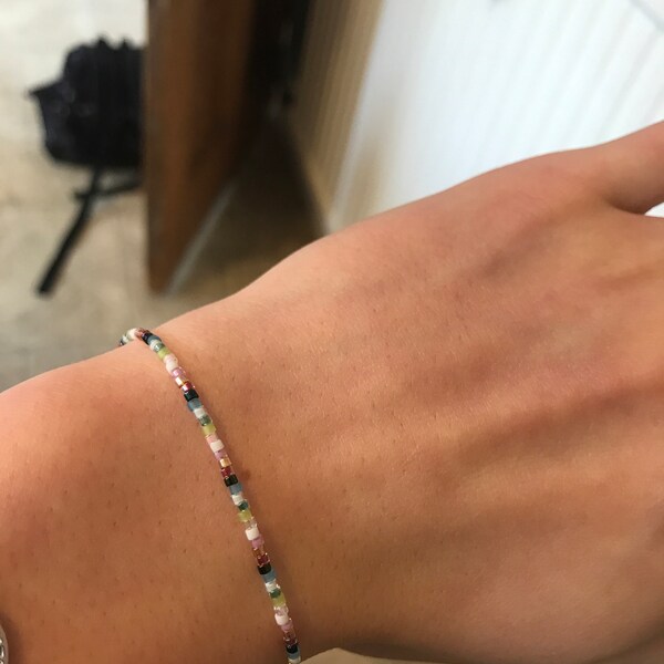 Multi Colour Dainty Beaded Bracelet - Etsy UK