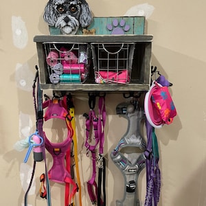 Custom Dog Leash Holder With Shelf and Baskets Dogs Leash Holder ...