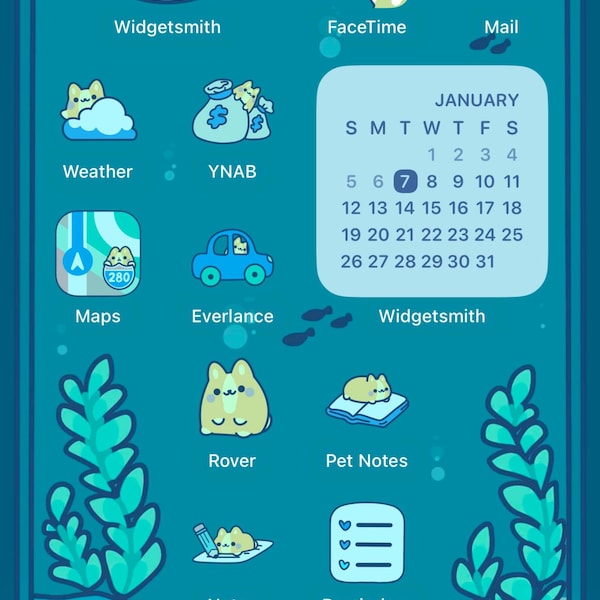 Aquarium Adventures Corgi + Friends App Icon Set | Cute Aquarium Theme ...