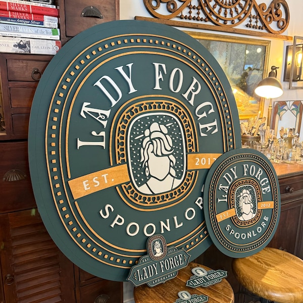 Wooden Logo Company Iluminated Custom Round Wooden Sign Cafe Sign ...