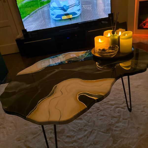 Navy Blue Coffee Table, Epoxy Resin Coffee Table, Unique Coffee Table ...