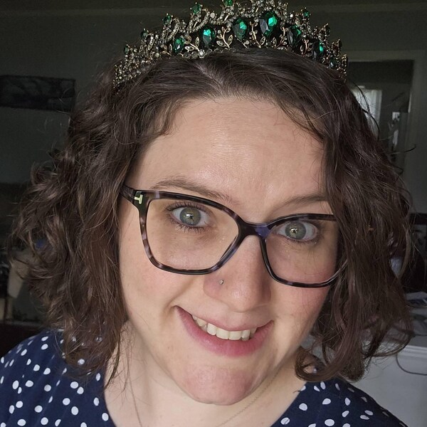 Fiona's Tiara in Gold Color Metal & Clear Crystal Faux Diamond Details ...