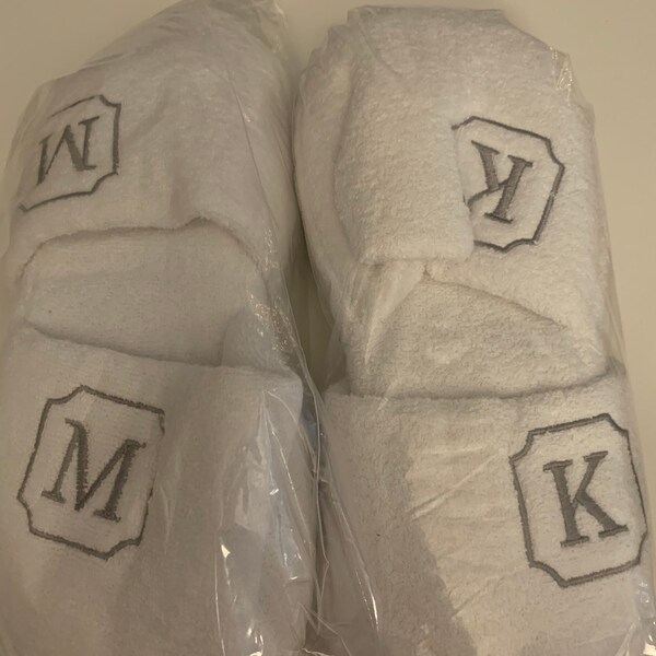 Monogrammed Unisex Terry Cloth Slippers, Turkish Cotton Terry Unisex ...