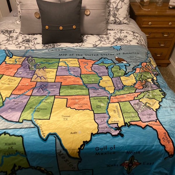 World Map Country Maps Labels Names Educational Blanket Kids Adults ...