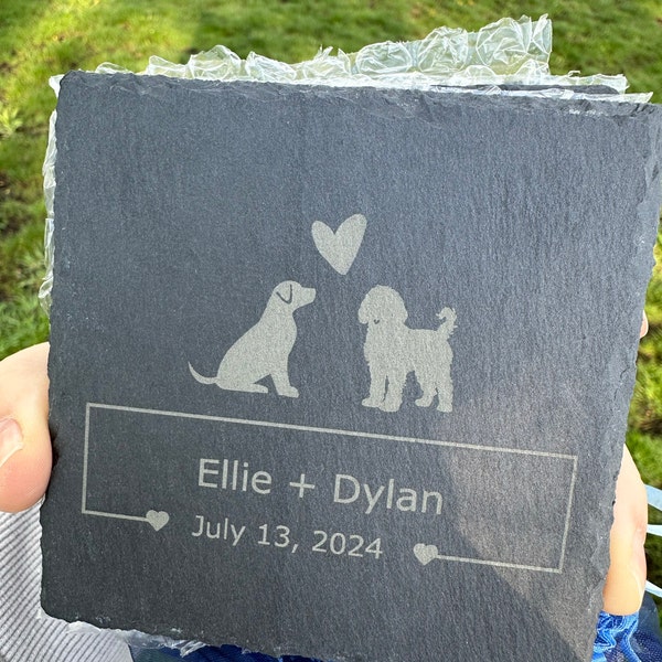 Customizable Set of 4 Slate Coasters- Round or Square. Select From ...