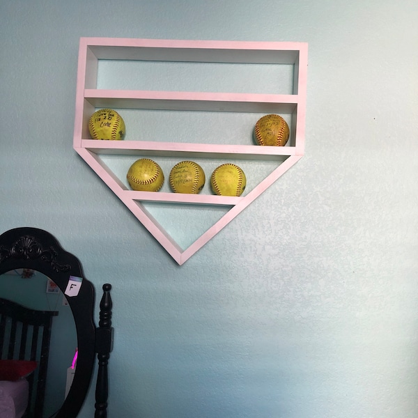 Handcrafted Wood Baseball Shelf Handmade Wooden Baseball Glove Display ...