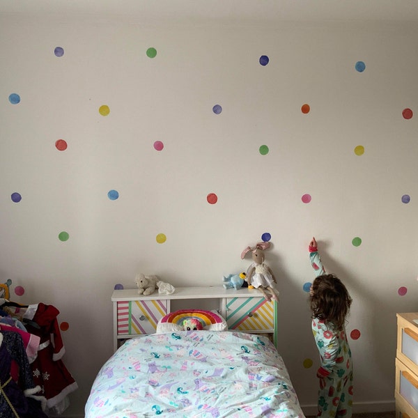 Polka Dot Wall Stickers | Rainbow Watercolour Decal's Dots | Watercolor ...