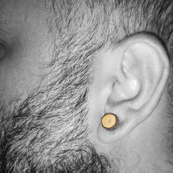 Mens Stud Earring, One Singular Earring for Men, Men Wood Post Stud ...