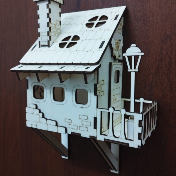 House on the Wall - Laser Cut Files. Pattern Forest Hut on a Tree ...
