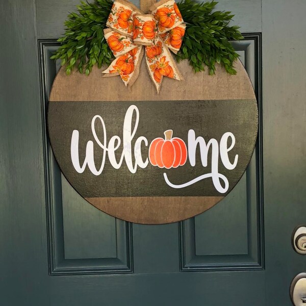 Fall Front Door Decor | Fall Door Hanger | Fall Welcome Sign | Pumpkin ...