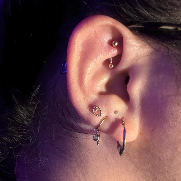 14k Solid Gold Dollar Sign Cartilage Earrings Money Stud Earrings ...