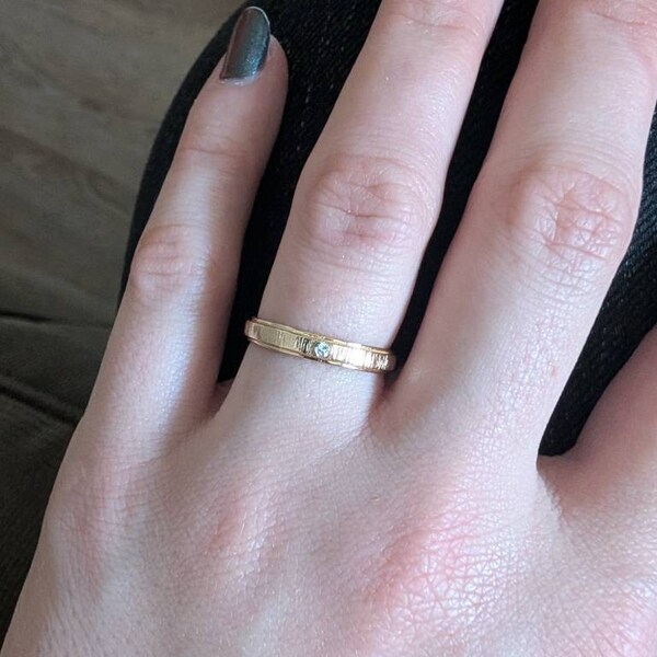 Pave Diamond Pinky Ring, 14k Gold Slim Signet Ring, Solid Gold Unique ...