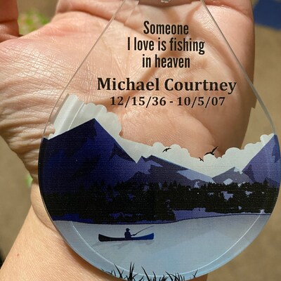 Fishing Memorial Tear Drop Personalized Memorial Ornament, Memorial ...
