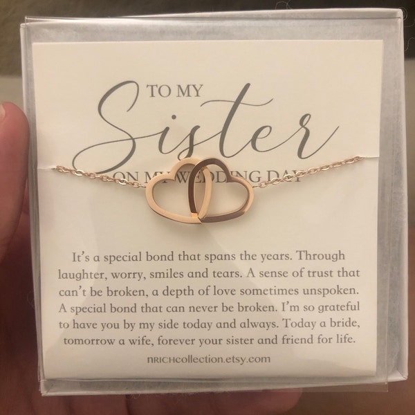 To My Sister on My Wedding Day Jewelry Gift for Sister of the Bride ...
