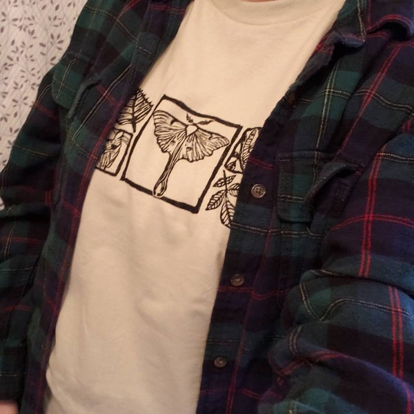 Luna Moth Life Cycle T-shirt - Handprinted/linocut - Etsy