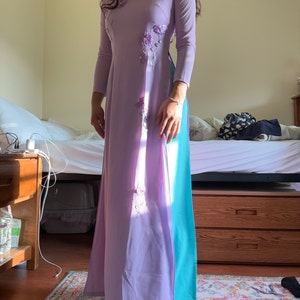 Pink Vietnamese Traditional Ao Dai Long Dress With 3D Flower , Including Pants - Etsy