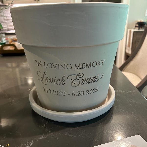 Engraved Memorial Flower Pot: Custom Carved Granite White Terracotta - Etsy