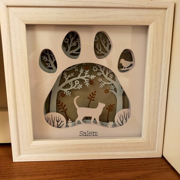 Cat Paw Shadow Box SVG, 3d Papercut SVG, Layered Paper Art Template ...