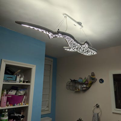 Handcrafted Unique Wooden Manta Ray and Shark Ceiling Chandeliers SET ...