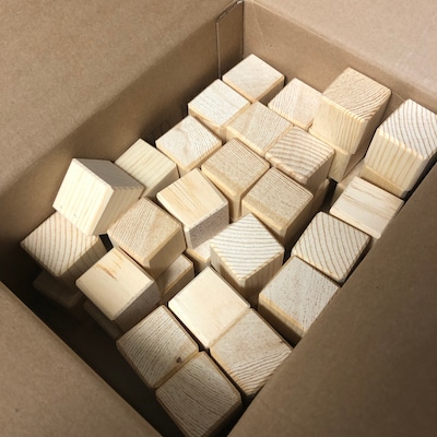50 Unfinished Wood Blocks, Wood Baby Blocks 1 1/2 Square, Wood Alphabet ...