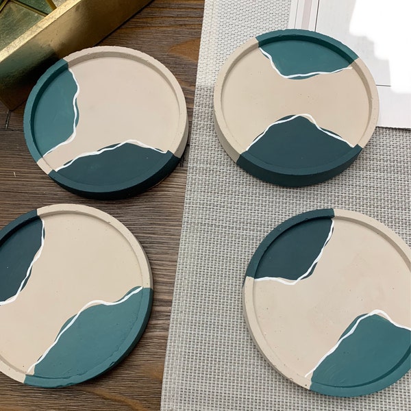 Oval Concrete Tray- Sage Green Abstract Design| Jewelry Dish ...