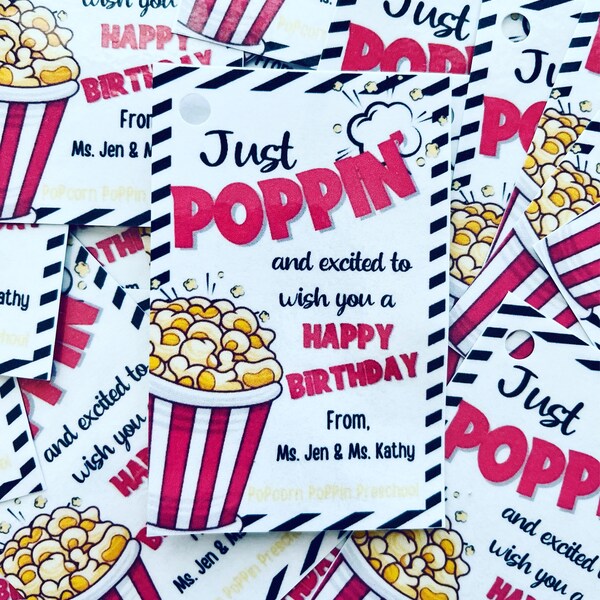 Popcorn Appreciation Gift Tag,just Poppin by to Say Thank You Gift Tag ...