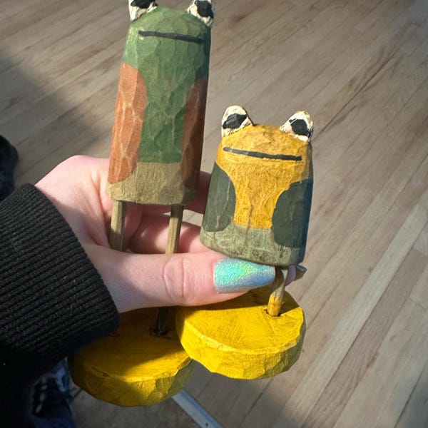 Frog and Toad Wooden Figurines - Etsy