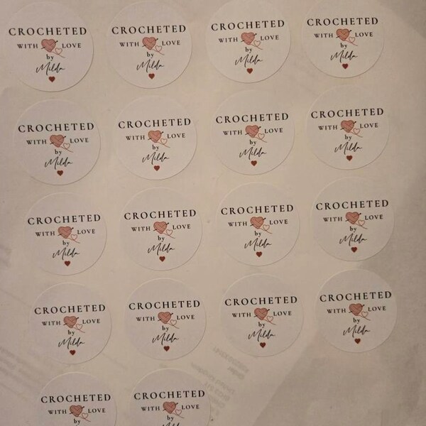 Personalised Crocheted With Love Sticker // Round Crochet Stickers ...