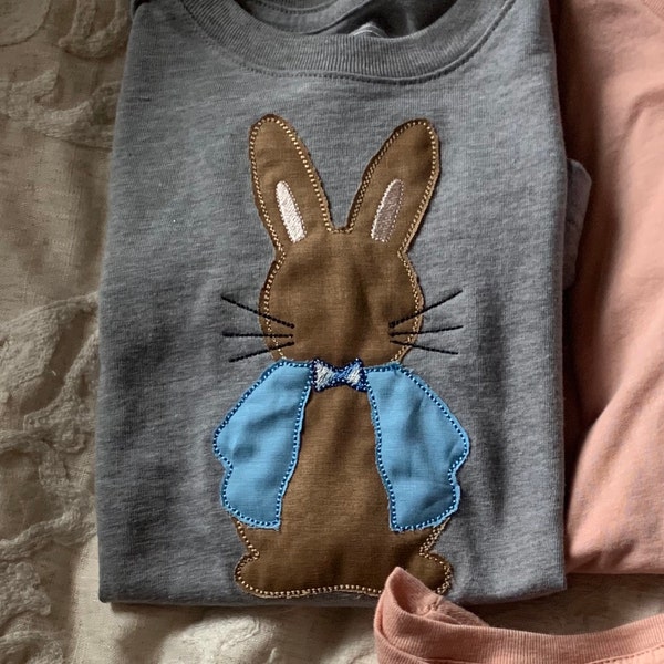 Boy Rabbit Machine Applique Design, Easter Bunny Embroidery File - Etsy