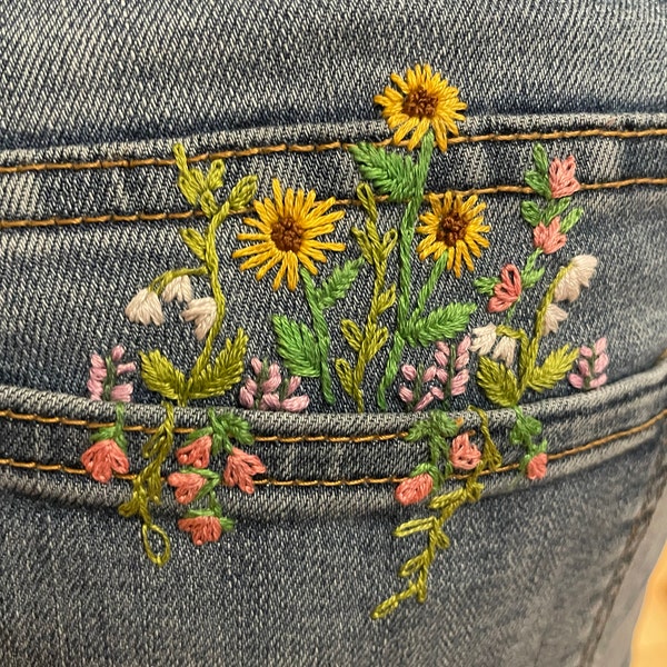 Pocket Flower Embroidery Pattern: Hydrangea Design (PDF Pattern) - Etsy