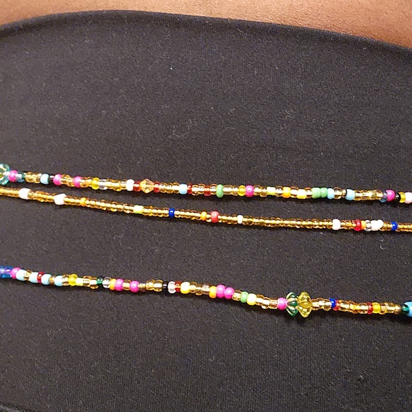 Muli-colored Waist Bead, Waist Bead, Belly Chain, Beaded Body Jewelry ...