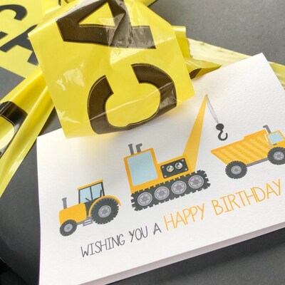 Birthday Card Boy, Happy Birthday Card, Construction Birthday Card ...