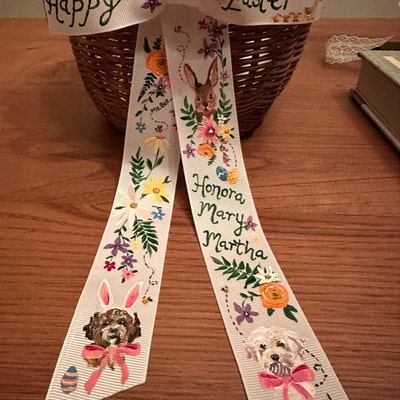 Custom Painted Bouquet Bow Ribbon - Etsy